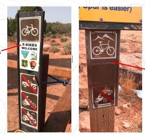 Moab trailhead signs vandalized with fake "E-BIKES WELCOME" stickers ...