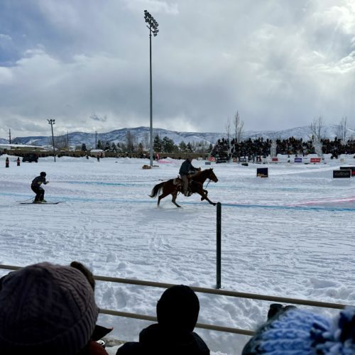 Skijoring Utah featuring snackle boxes and a mini horse tumble ...