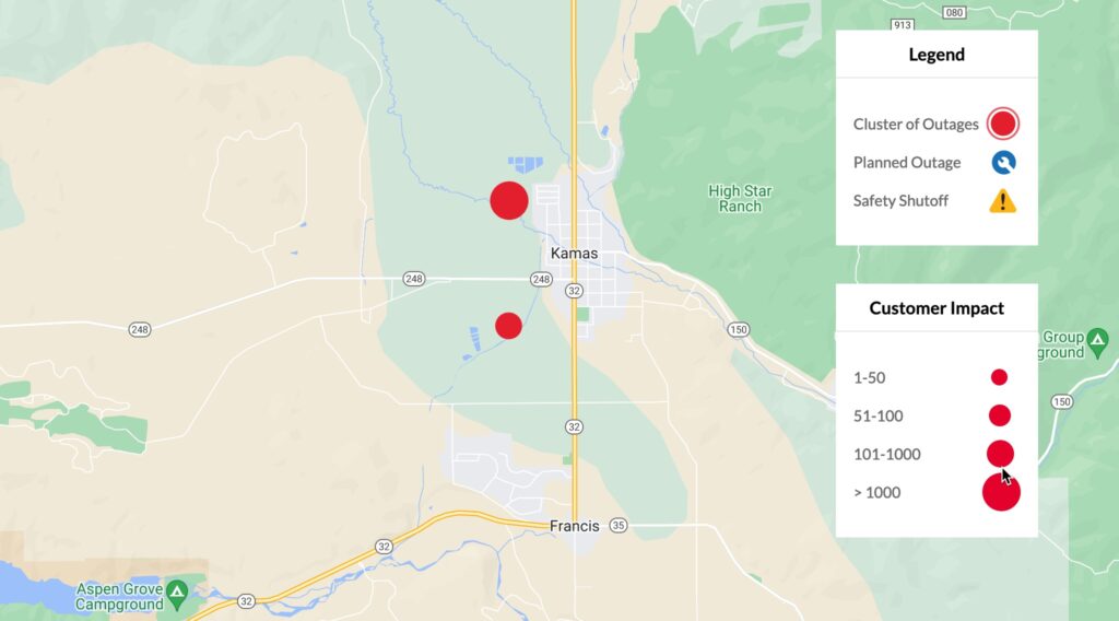 Kamas and Francis power outage affecting 2924 customers - TownLift ...
